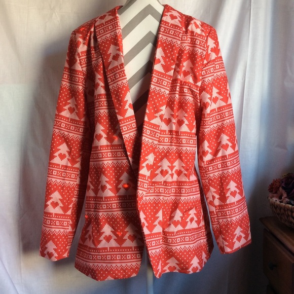 Holiday Time | Jackets & Coats | Holiday Time Redwhite Ugly Blazer ...